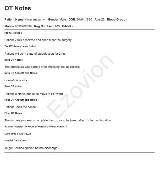 Best Operation Theatre Management System | Ezovion
