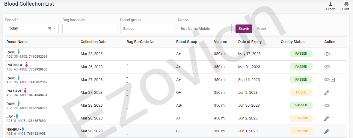 Blood Bank Management System | Ezovion Healthcare