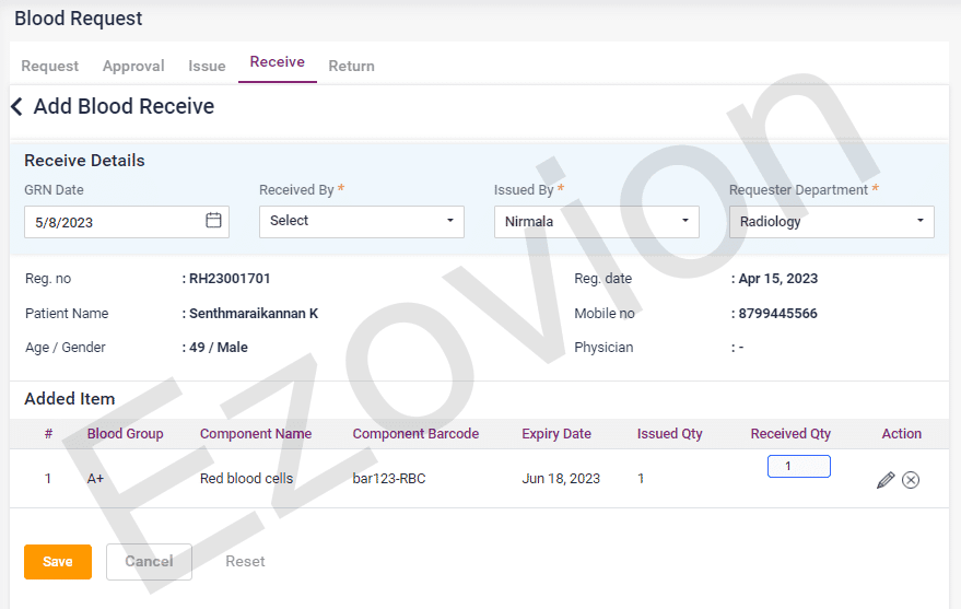 Blood Bank Management System | Ezovion Healthcare