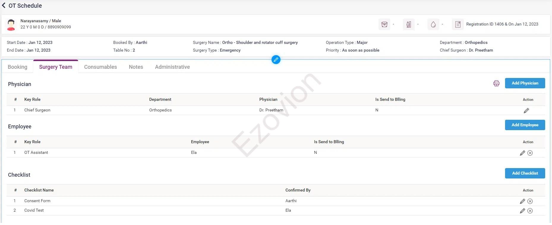 Best Operation Theatre Management System | Ezovion